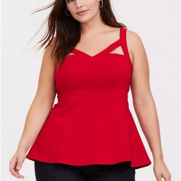 torrid | Tops | Torrid Size Cutout Peplum Red Sleeveless Top | Poshmark